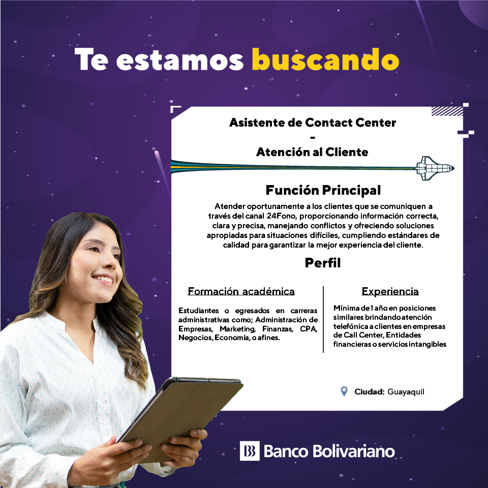¡Oportunidades de Empleo en BANCO BOLIVARIANO!
